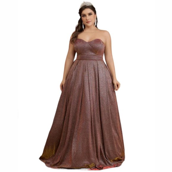 Dresses | Coffee Brown Sweetheart Neckline Fishbone Structural Shiny ...